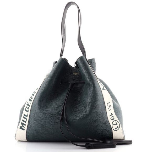 Mulberry | Bags | Mulberry Millie Logo Tote Leather Large Green | Poshmark